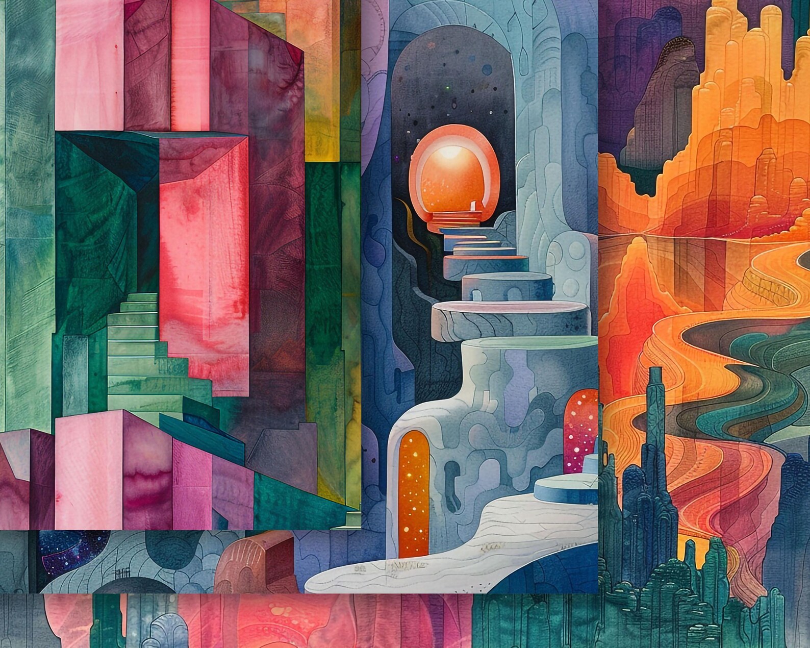 Futuristic Seamless Patterns, Printable Digital Paper, Commercial Use ...