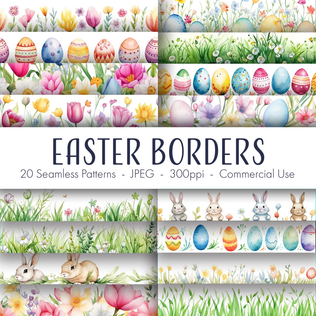 Easter Seamless Borders, Printable Digital Paper, Commercial Use, JPEG ...