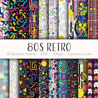 80s Party Seamless Digital Paper | Commercial Use | High-resolution ...