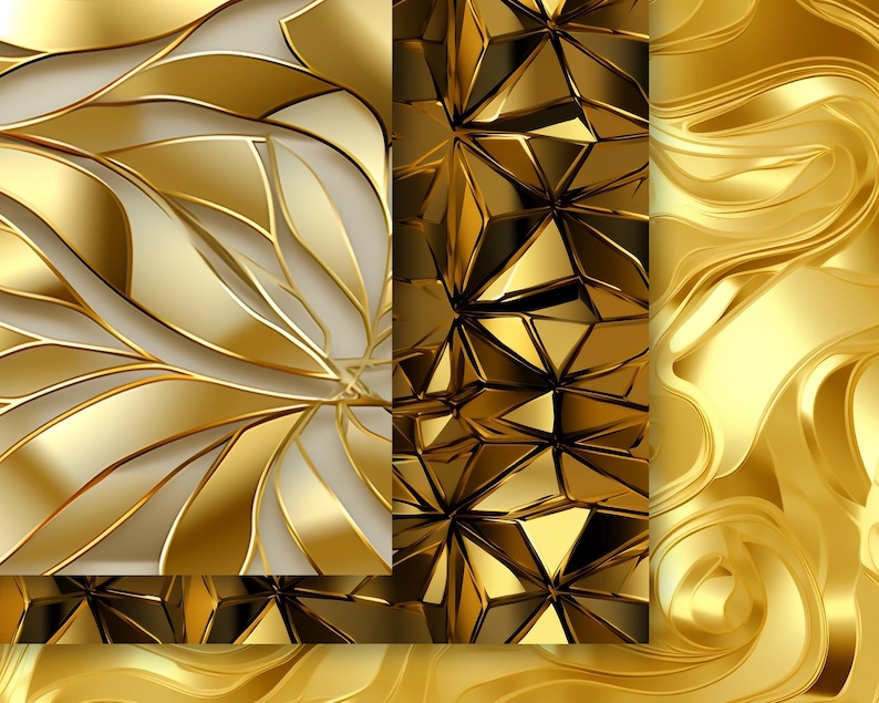 Gold Plated Seamless Patterns, Printable Digital Paper, Commercial Use ...