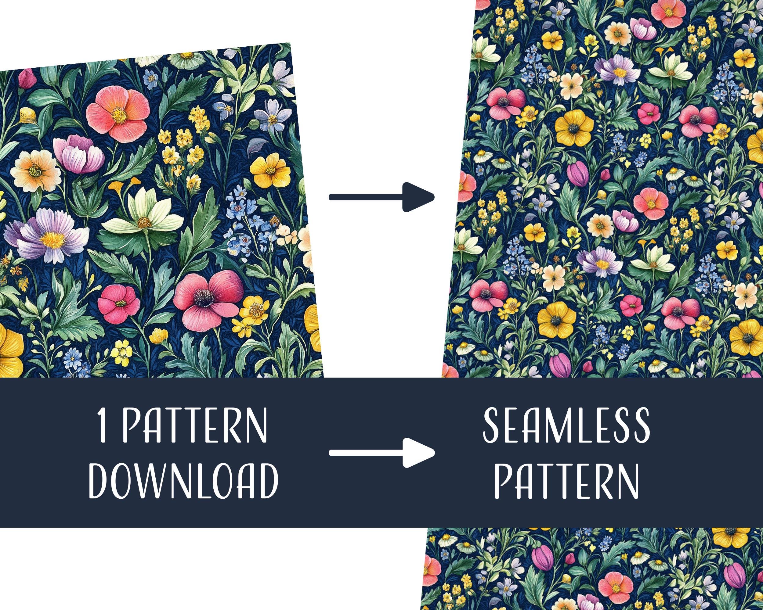 Botanical Dark Seamless Patterns, Printable Digital Paper, Commercial ...
