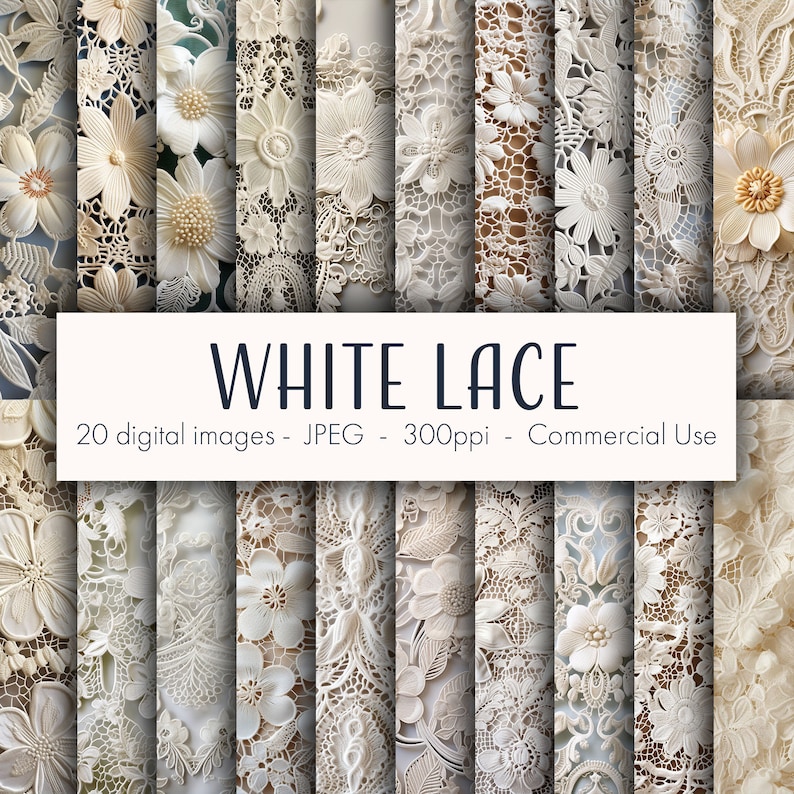 White Lace Digital Images, Printable Digital Paper, Instant Download ...