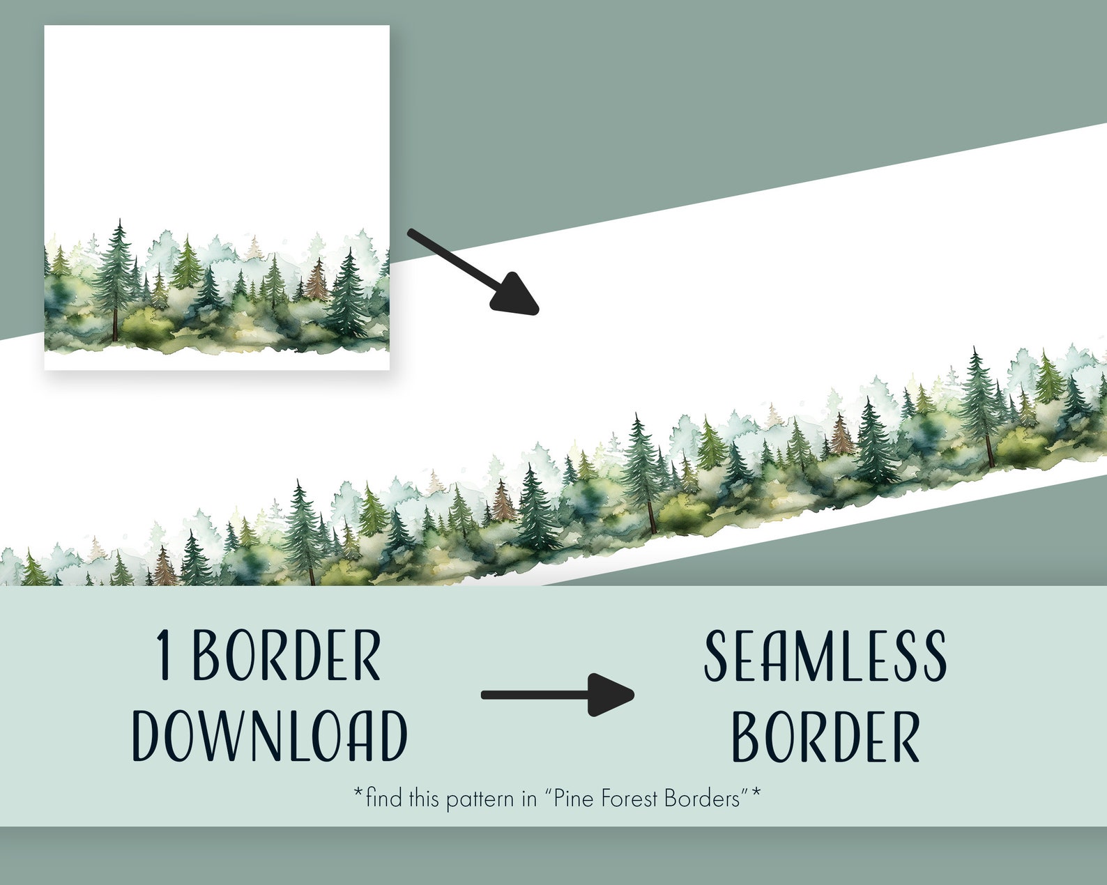 Mountain Seamless Borders, Printable Digital Paper, Commercial Use ...