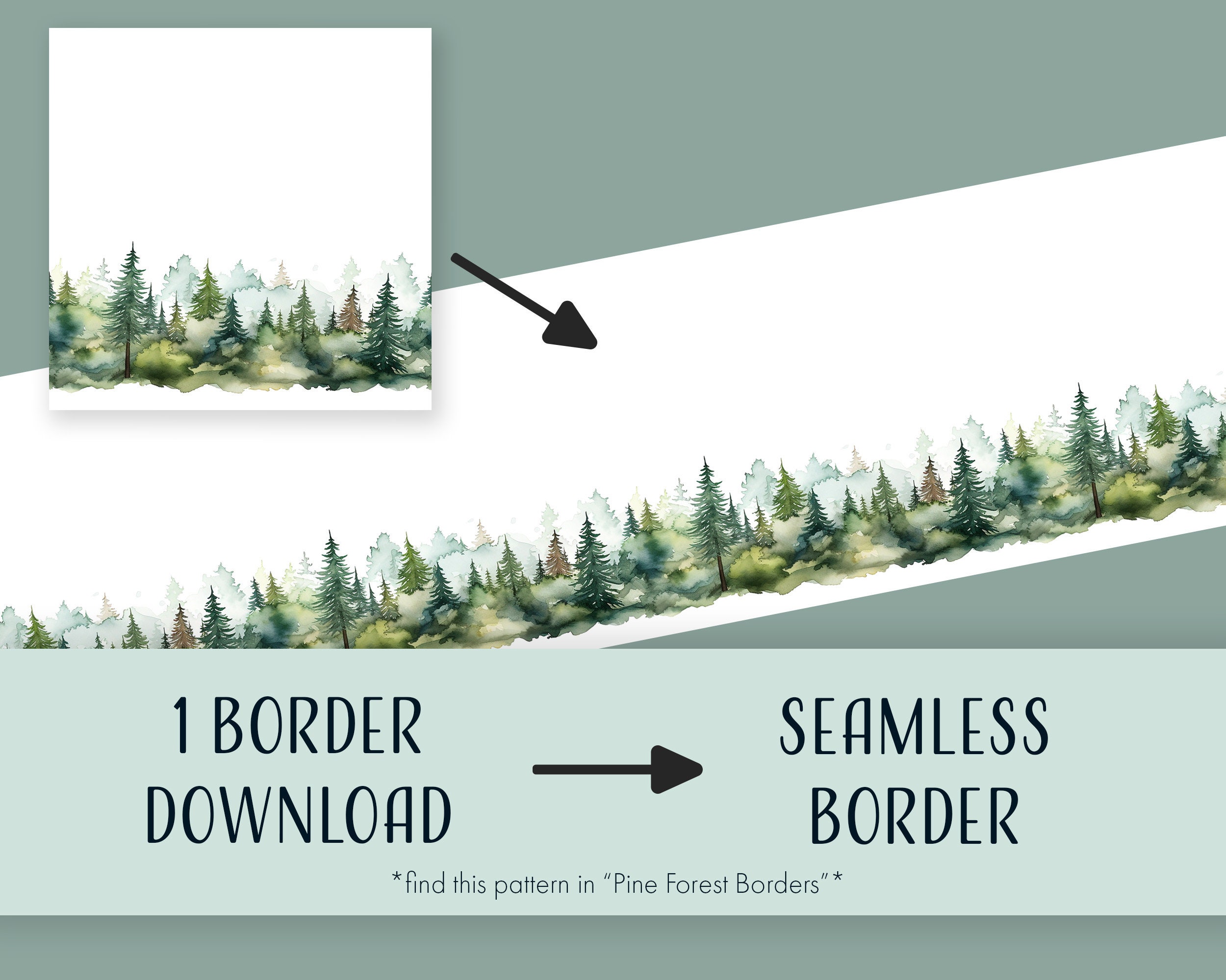 Mountain Seamless Borders, Printable Digital Paper, Commercial Use ...