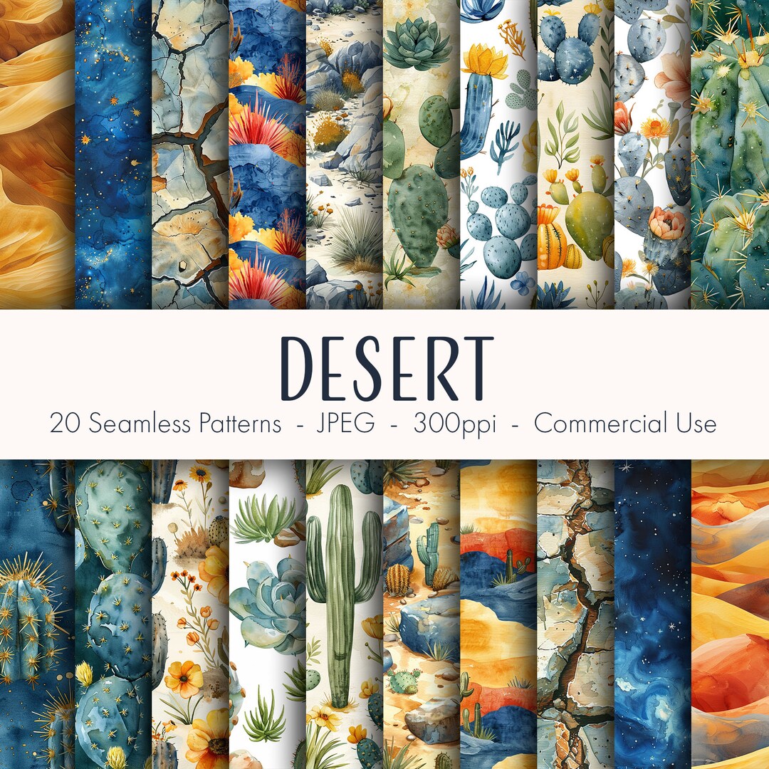 Desert Seamless Patterns, Printable Digital Paper, Commercial Use, JPEG ...