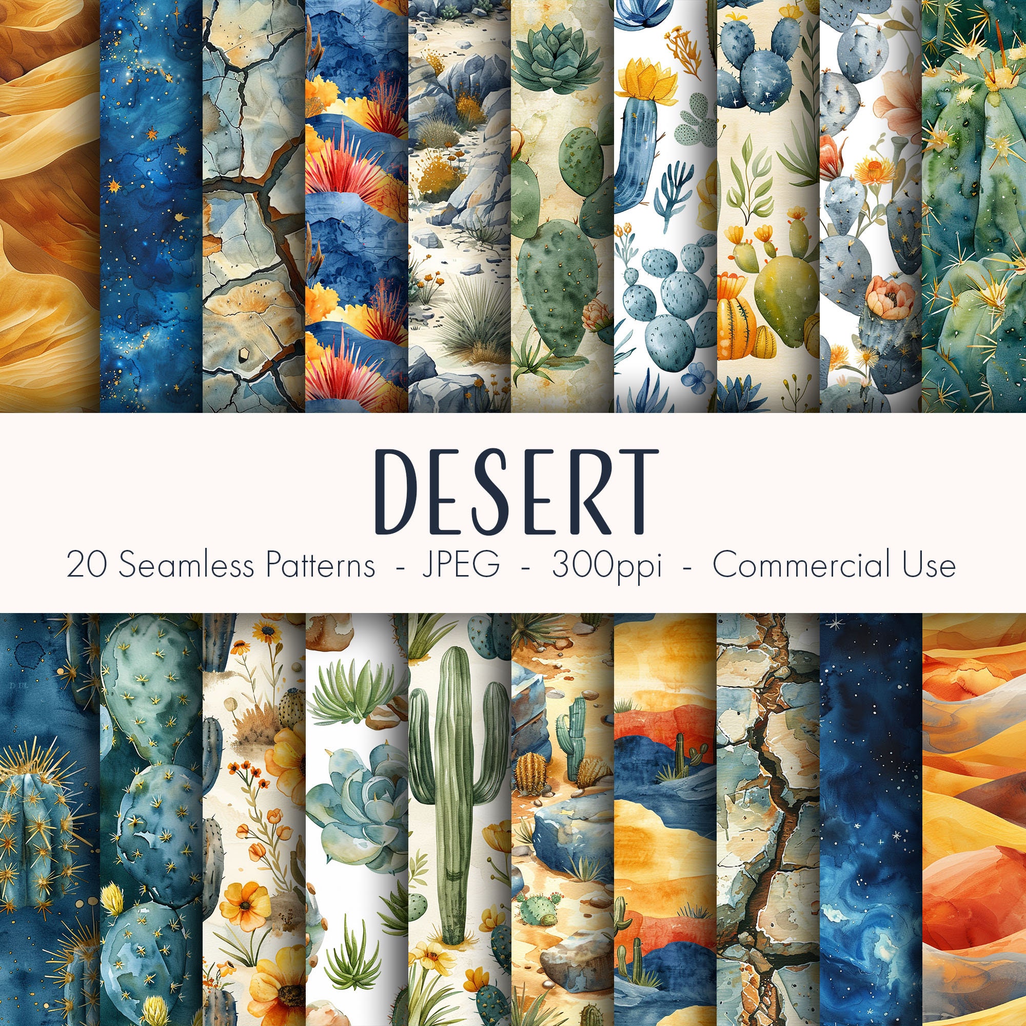 Desert Seamless Patterns, Printable Digital Paper, Commercial Use, JPEG ...