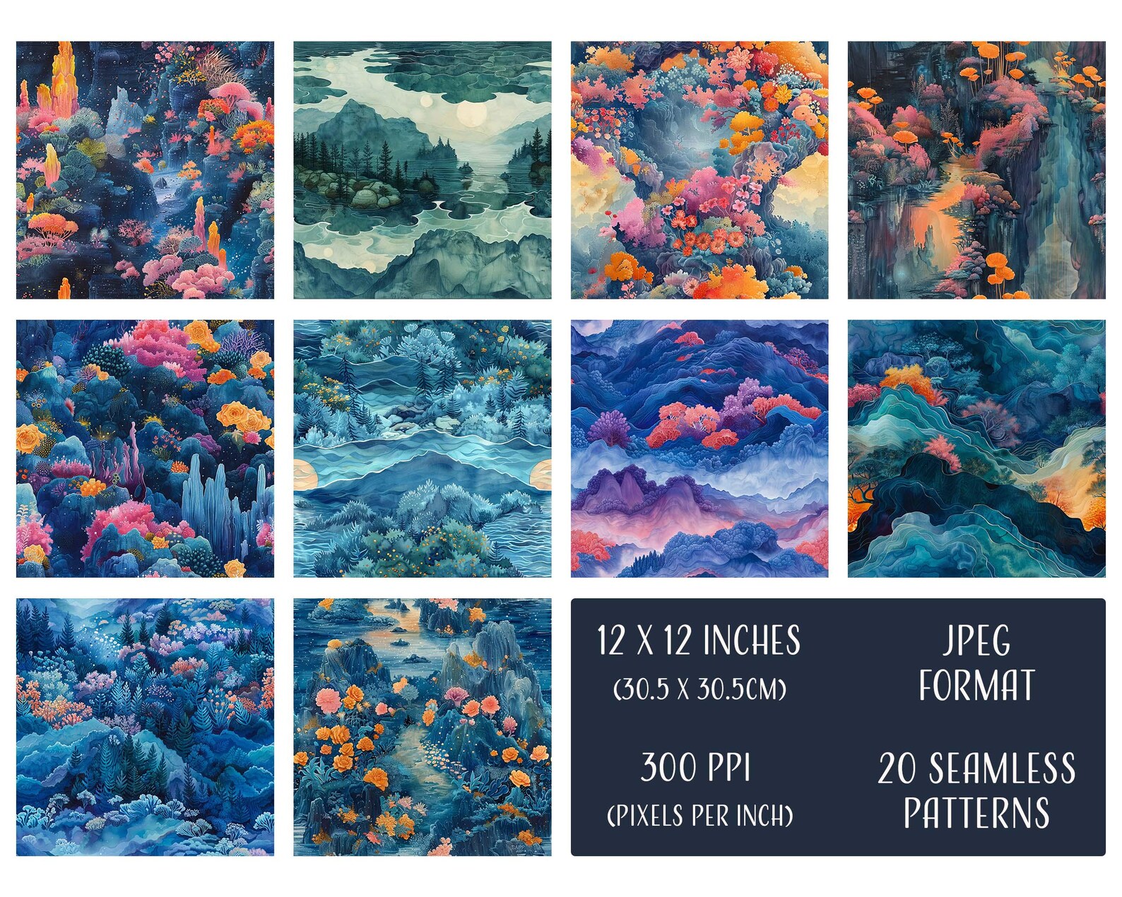 Underwater Fantasy Seamless Patterns, Printable Digital Paper ...