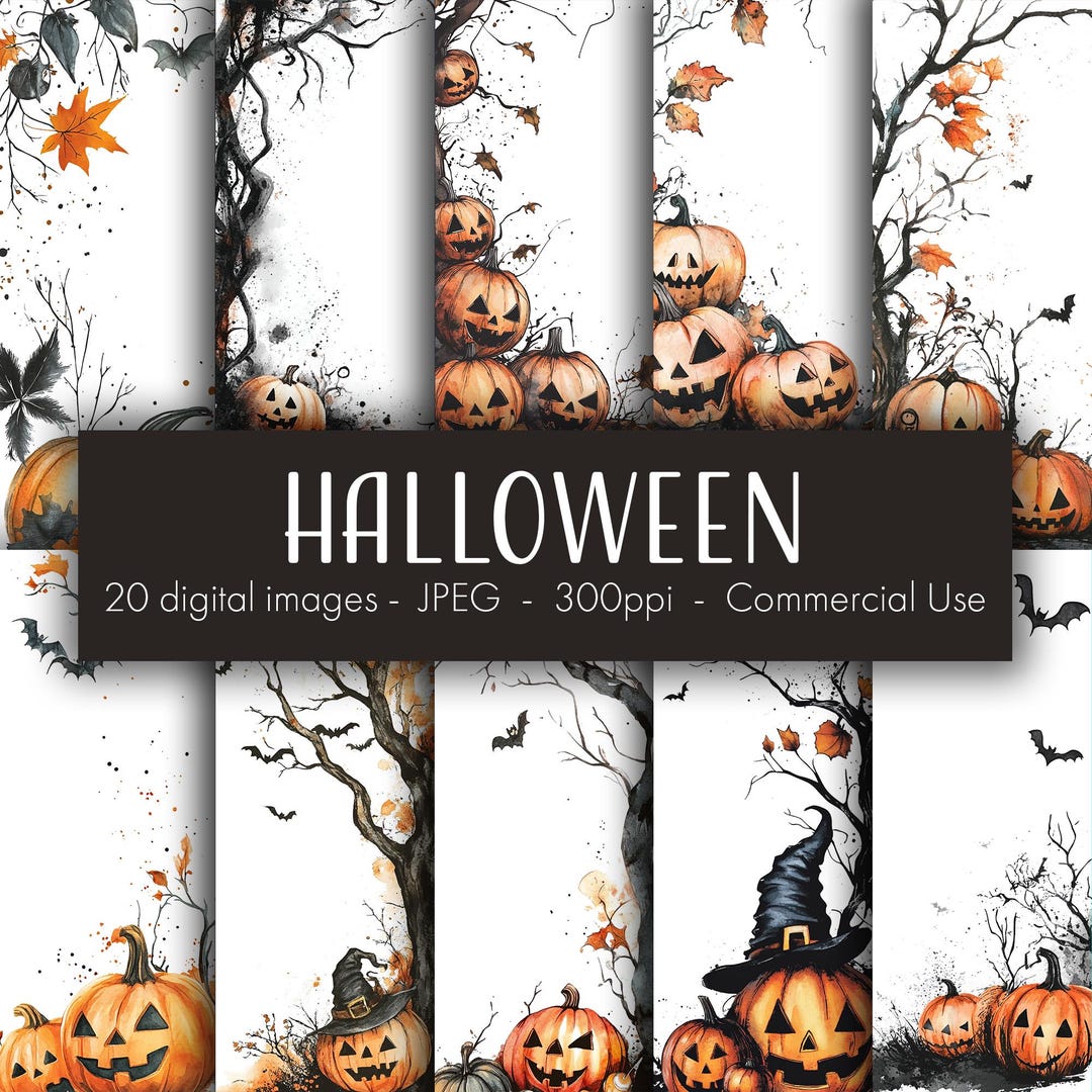 Halloween Digital Images, Printable Digital Paper, Instant Download ...