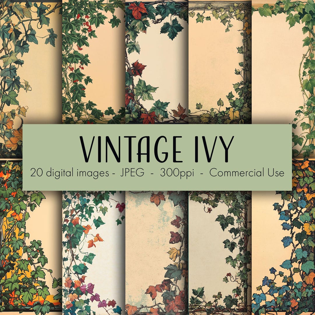 Vintage Ivy Images, Printable Digital Paper, Instant Download ...