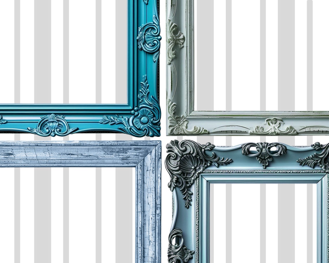 Blue Frame Clipart - Printable Images, Transparent Background, Instant ...