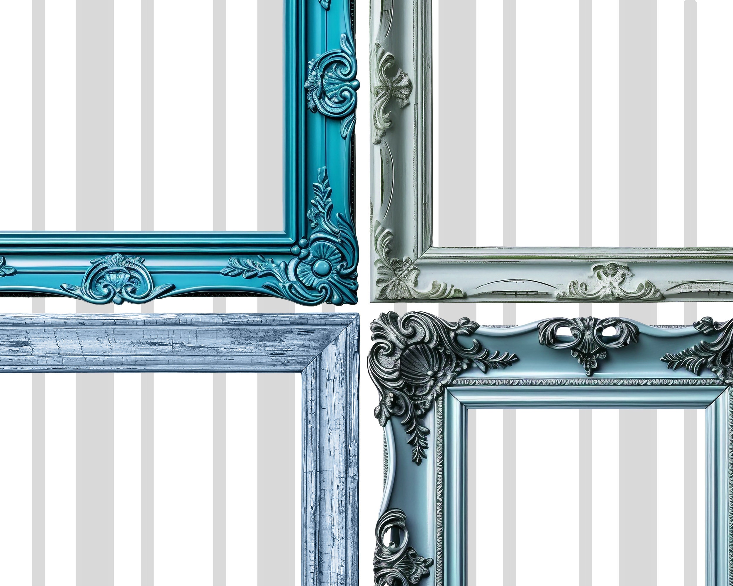 Blue Frame Clipart - Printable Images, Transparent Background, Instant ...