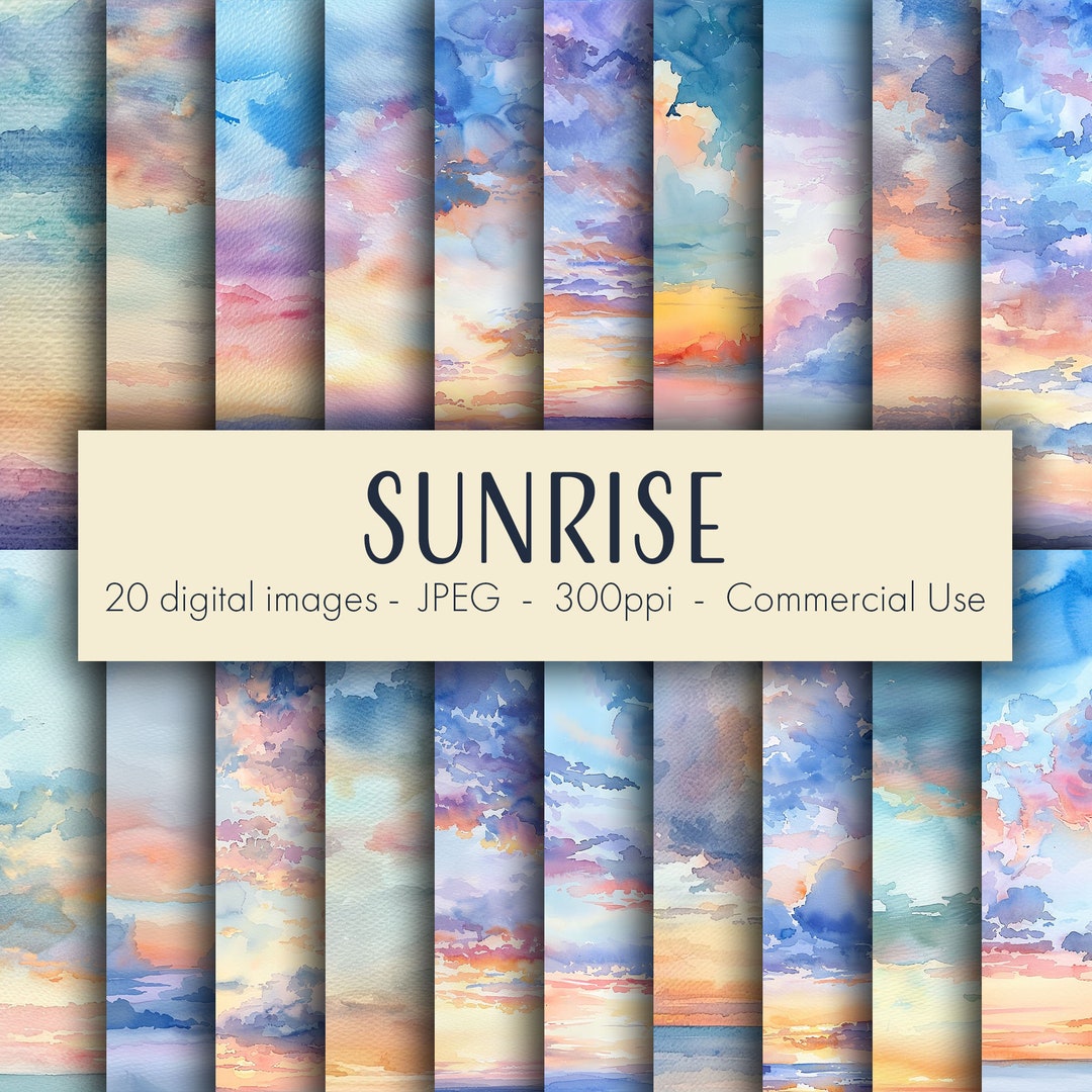 Sunrise Digital Images, Printable Digital Paper, Instant Download ...