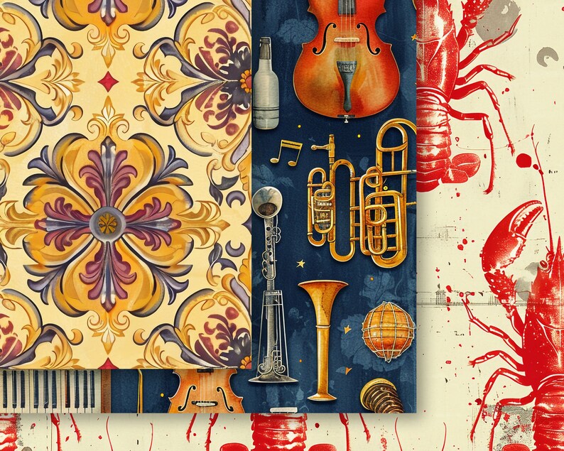 New Orleans Seamless Patterns, Printable Digital Paper, Commercial Use ...