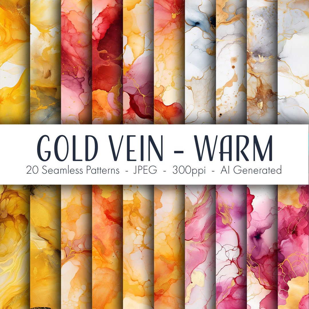 Gold Vein Warm Seamless Patterns, Printable Digital Paper, Commercial ...