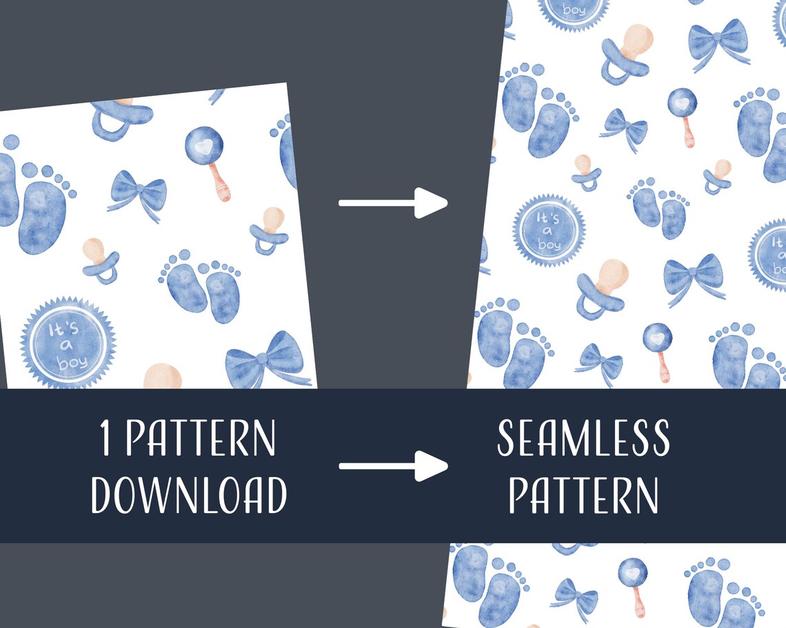 It's a Boy Seamless Patterns, Printable Digital Paper, Commercial Use ...