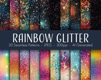 Unicorn Glitter Digital Paper, Rainbow Colors, Pastel Glitter Textures ...