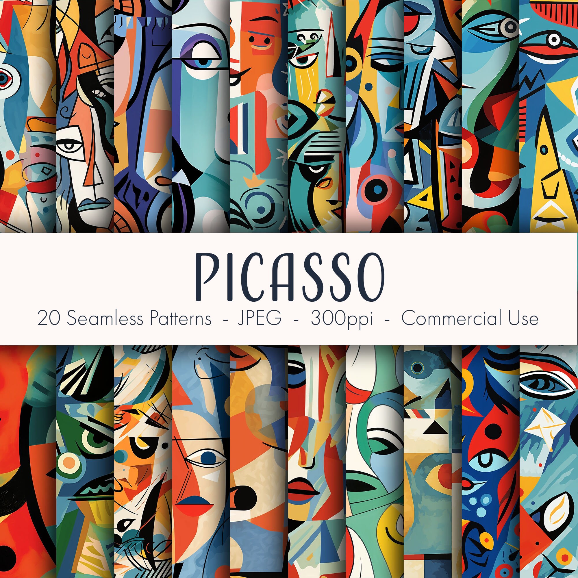 Picasso Seamless Patterns, Printable Digital Paper, Instant Download ...
