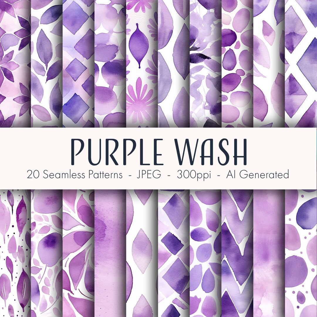 Purple Wash Seamless Patterns, Printable Digital Paper, Commercial Use ...