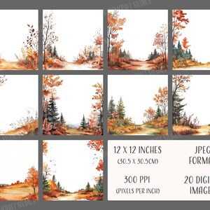 Fall Landscape Digital Images, Printable Digital Paper, Instant ...