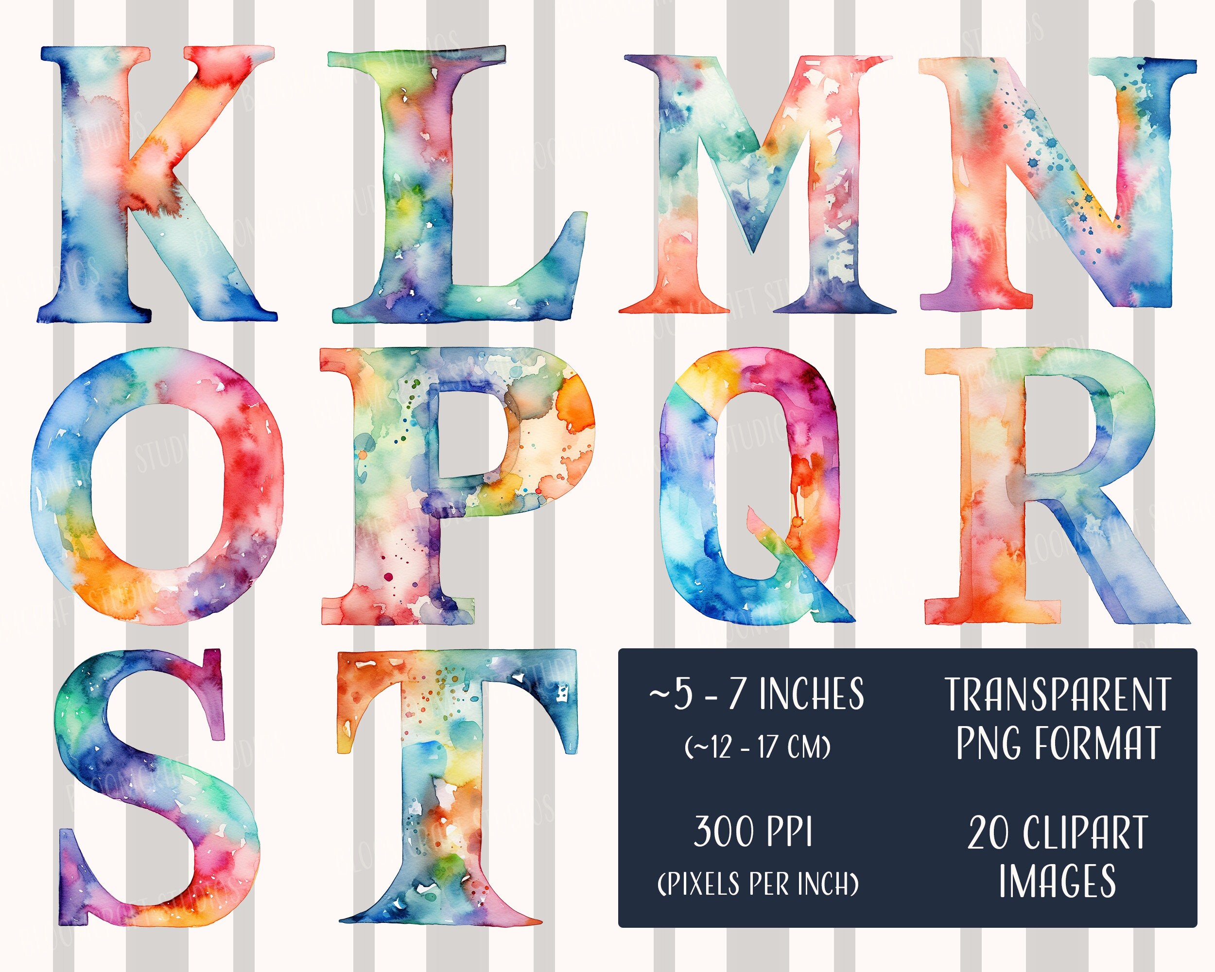 Watercolor Alphabet Clipart - Printable Images, Transparent Background ...