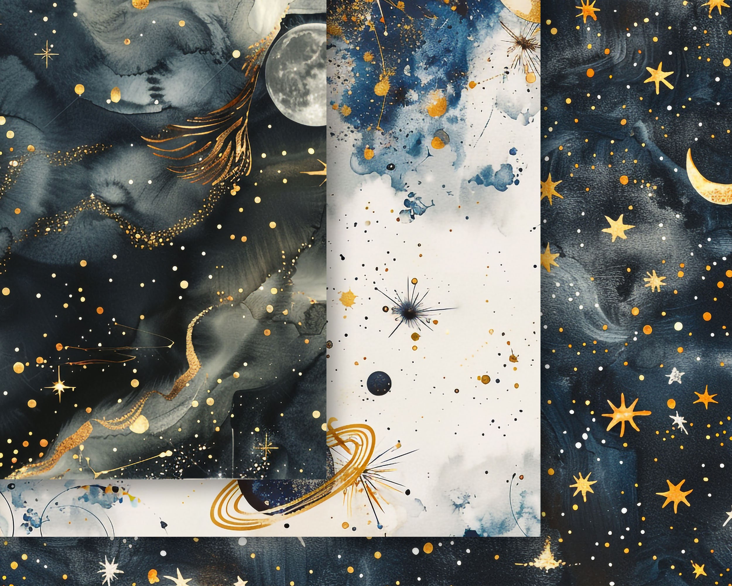 Celestial Seamless Patterns, Printable Digital Paper, Commercial Use ...