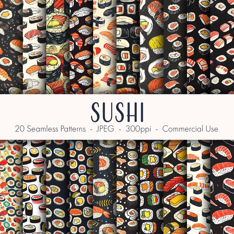 Japanese Wallpaper Sushi - Etsy