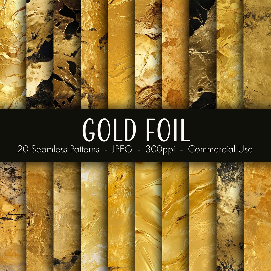 Gold Foil Seamless Patterns, Printable Digital Paper, Commercial Use ...