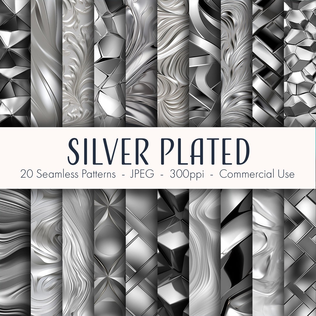 Silver Plated Seamless Patterns, Printable Digital Paper, Commercial ...