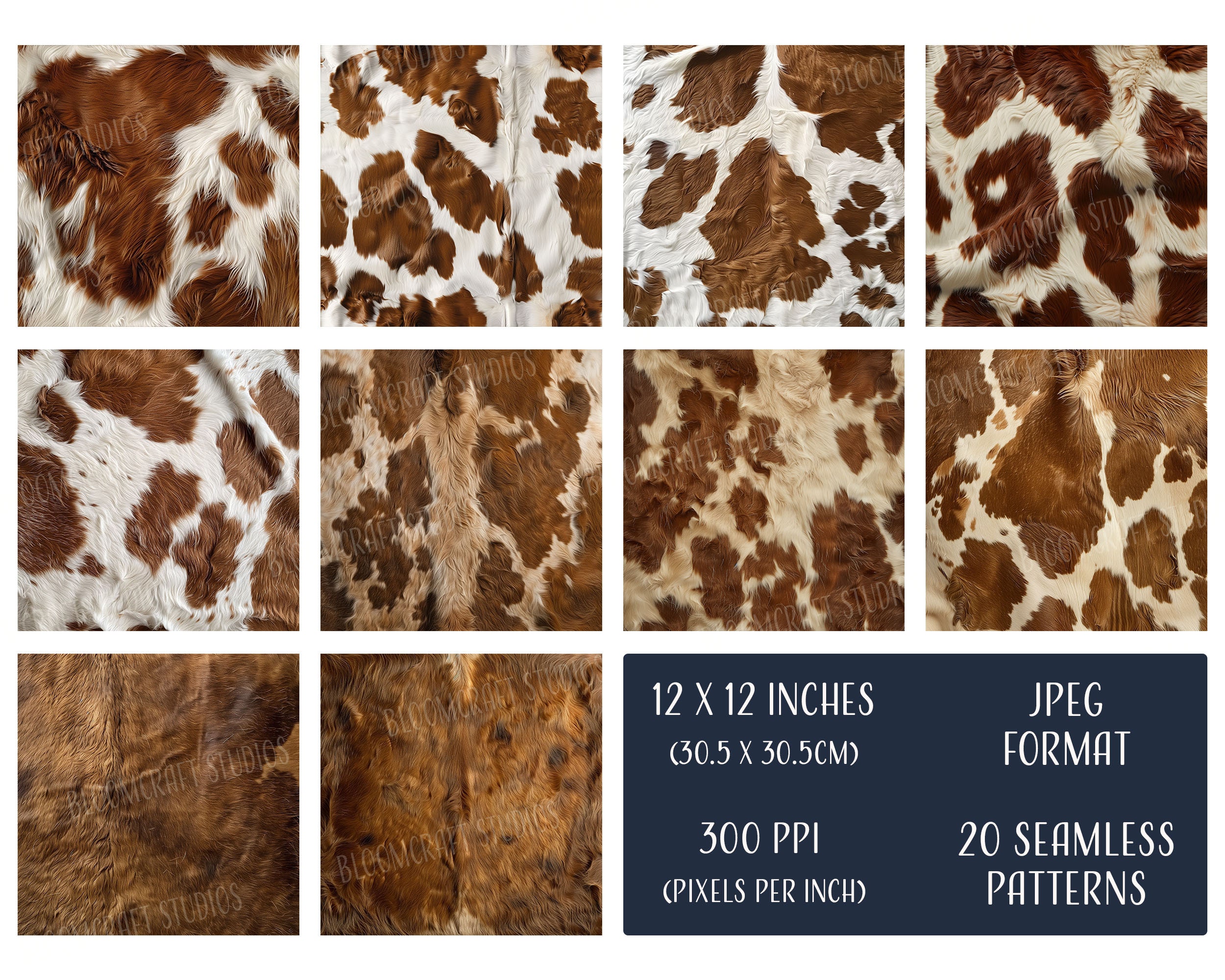 Cow Hide Seamless Patterns, Printable Digital Paper, Commercial Use ...
