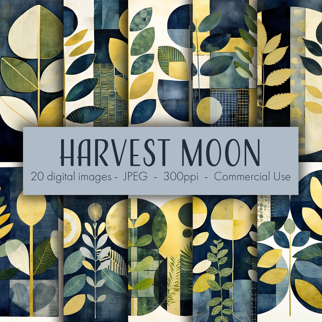 Harvest Moon Digital Images, Printable Digital Paper, Instant Download ...