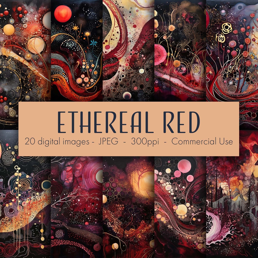 Ethereal Red Digital Images, Printable Digital Paper, Instant Download ...