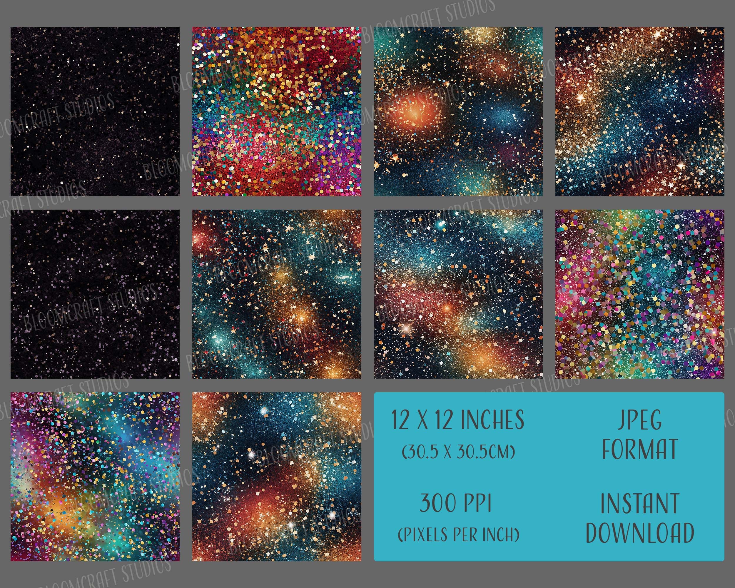 Rainbow Glitter Seamless Patterns, Printable Digital Paper, Instant ...