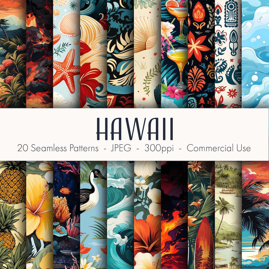 Hawaii Seamless Patterns, Printable Digital Paper, Instant Download ...