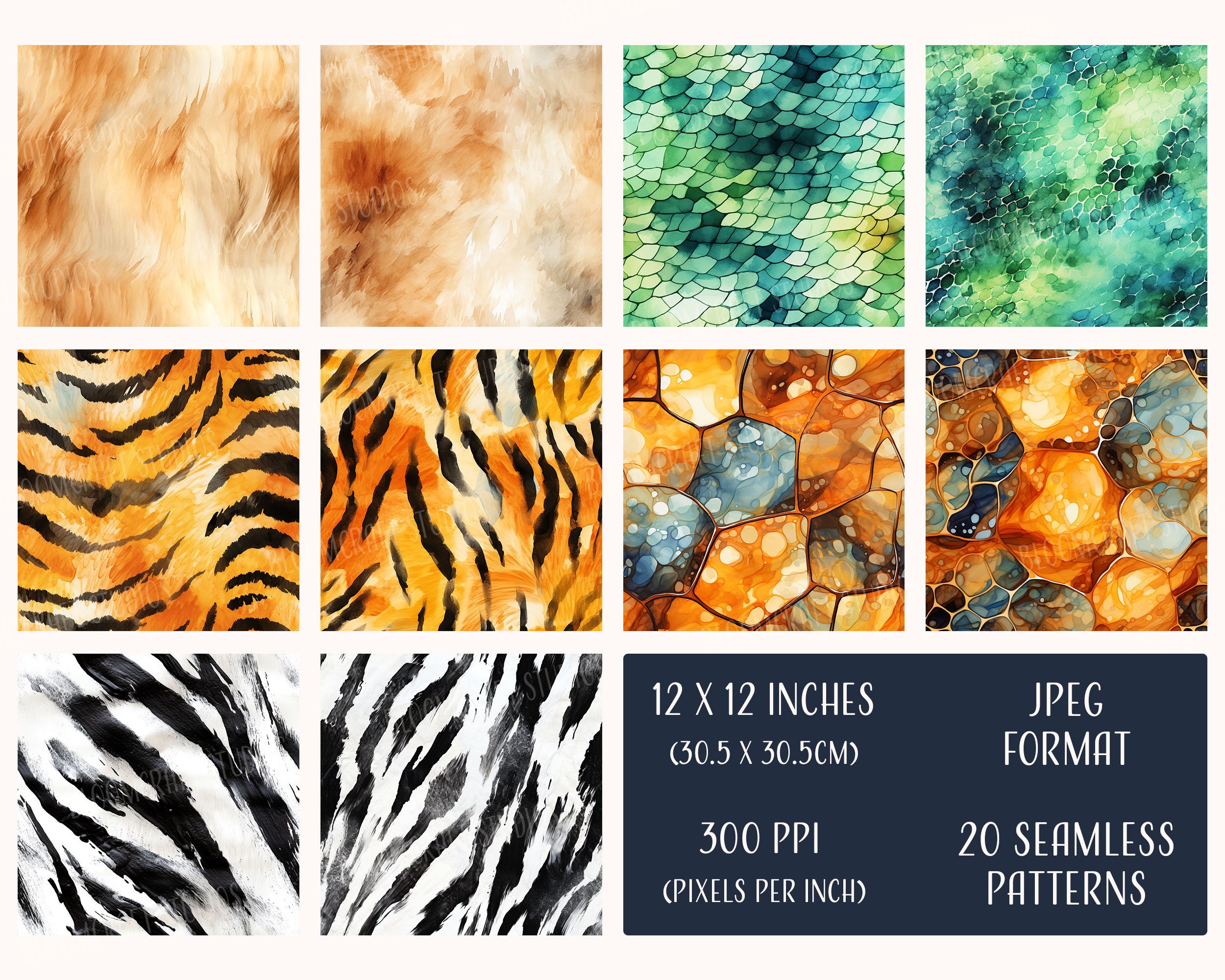 Animal Print Seamless Patterns, Printable Digital Paper, Instant ...