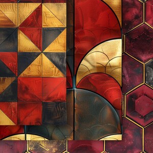 Red Geo Seamless Patterns, Printable Digital Paper, Commercial Use ...