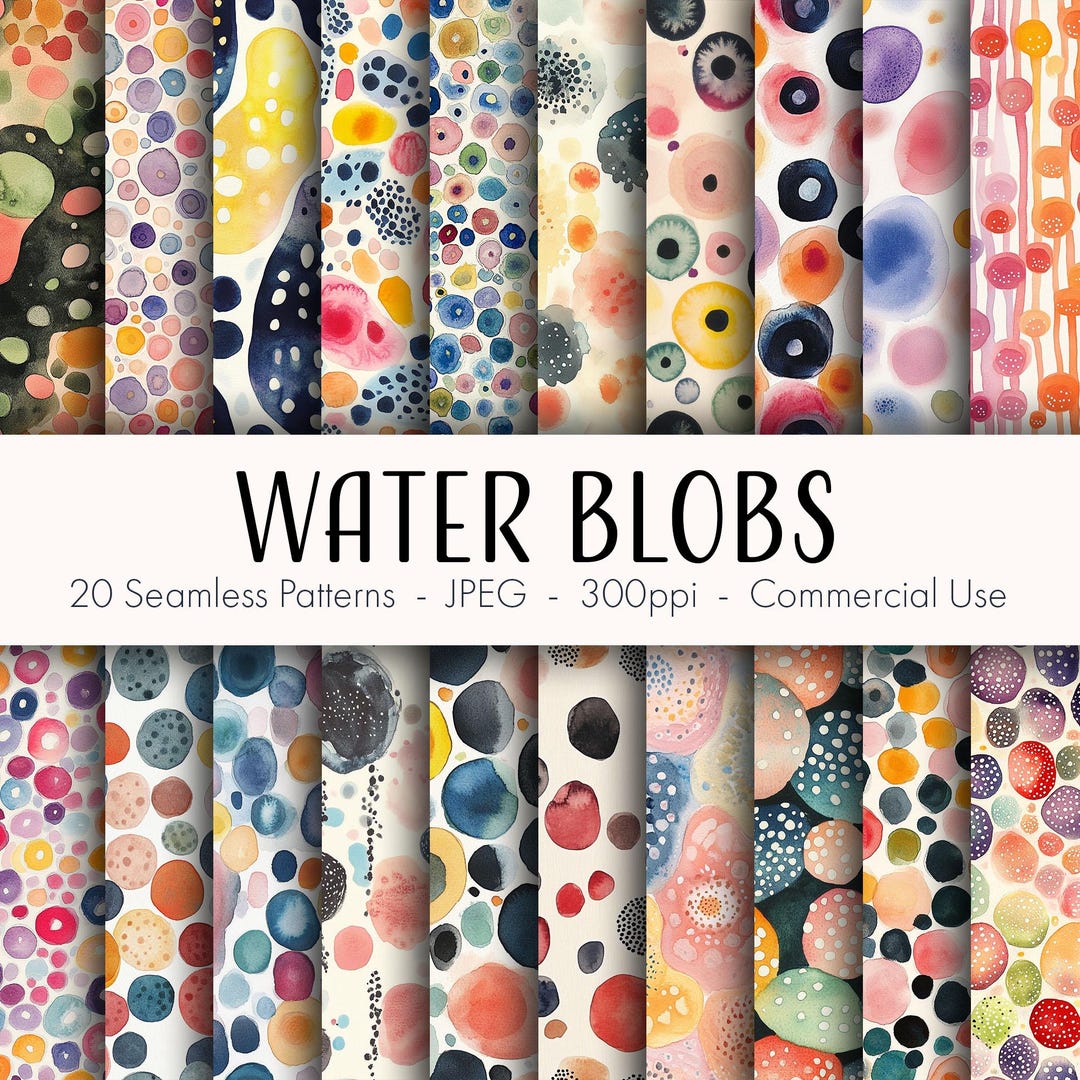 Water Blobs Seamless Patterns, Printable Digital Paper, Commercial Use ...