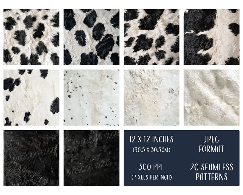 Cow Hide Seamless Patterns, Printable Digital Paper, Commercial Use ...