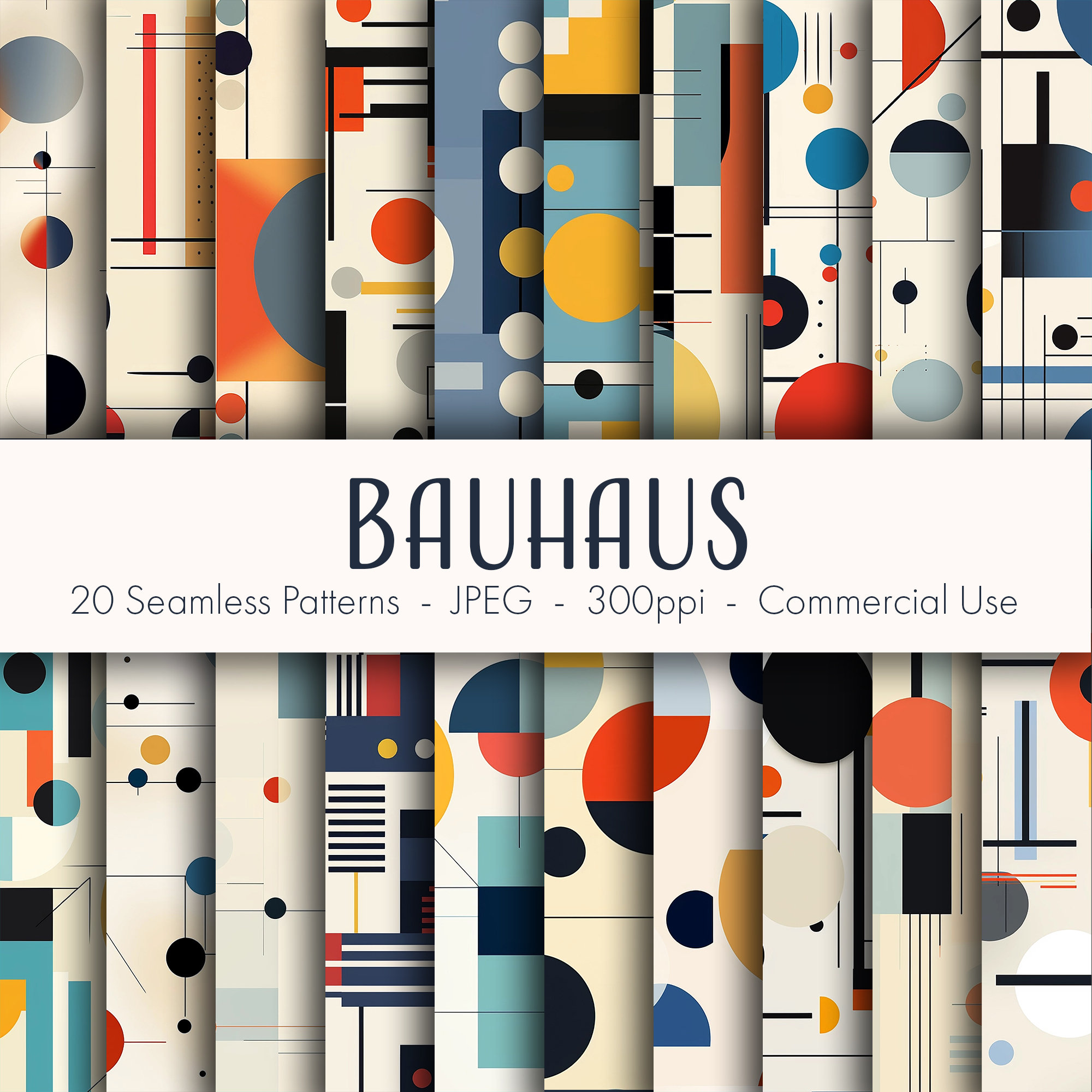 Bauhaus Seamless Patterns, Printable Digital Paper, Instant Download, Commercial Use, JPEG ...