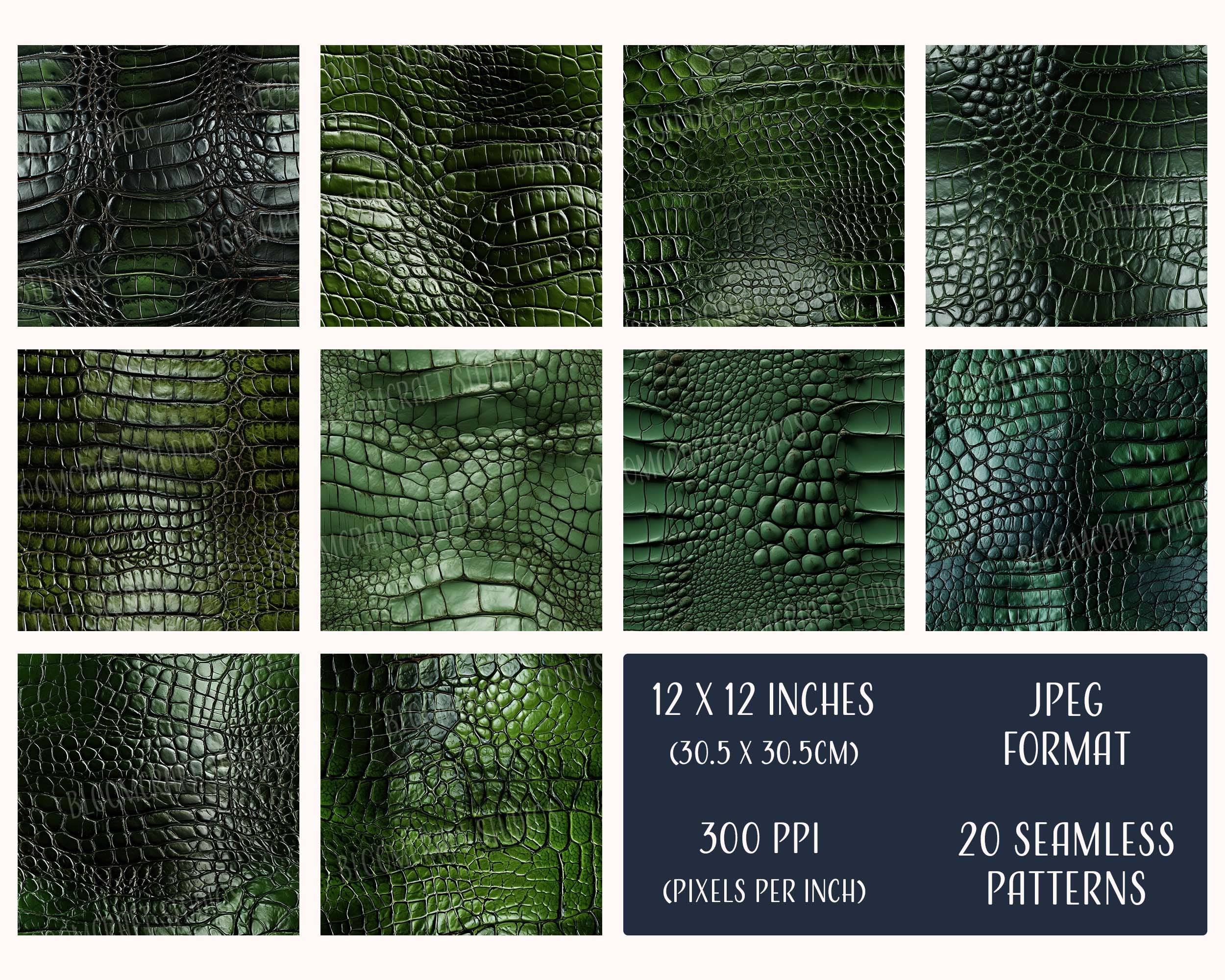 Crocodile Leather Seamless Patterns, Printable Digital Paper, Instant ...