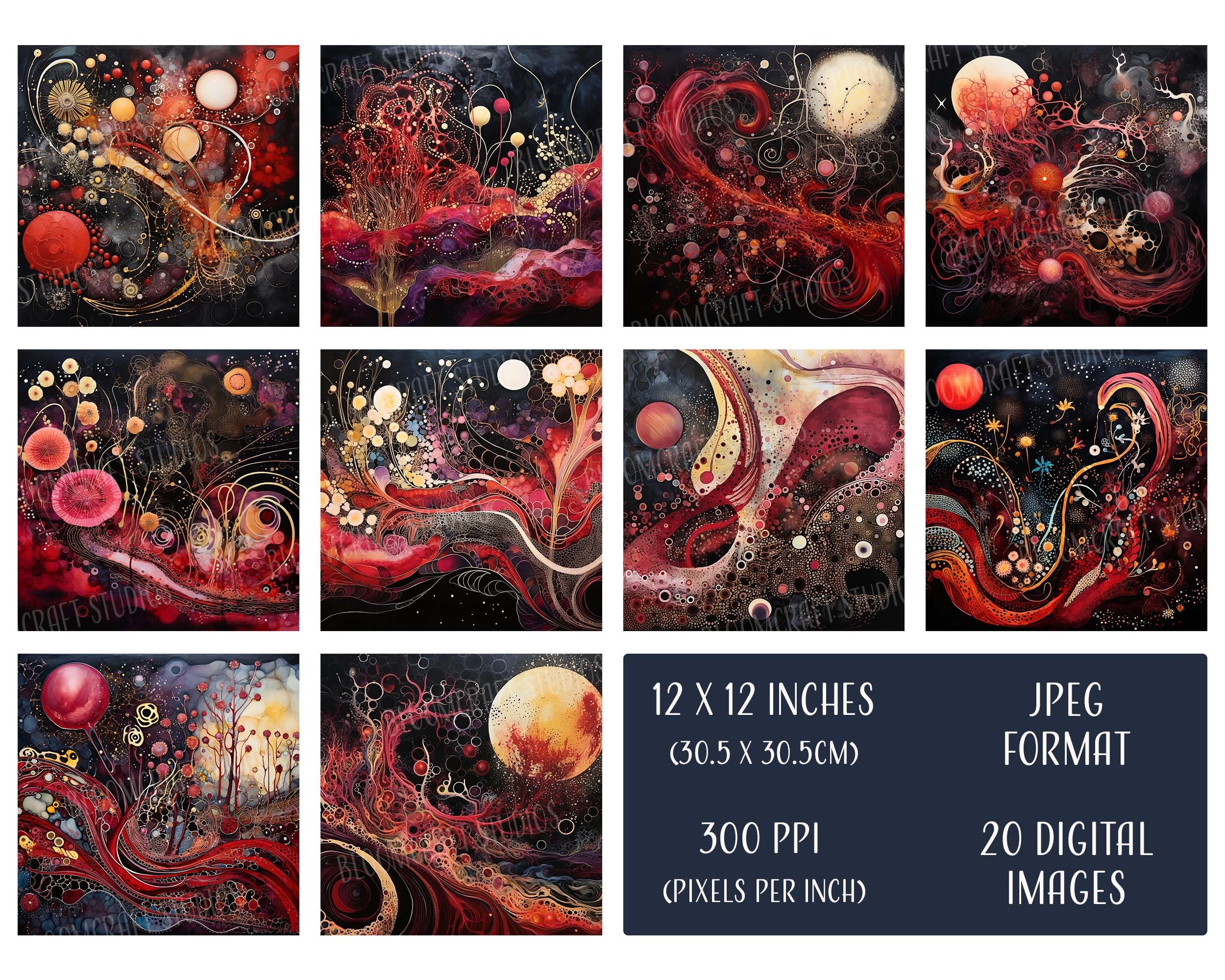 Ethereal Red Digital Images, Printable Digital Paper, Instant Download ...