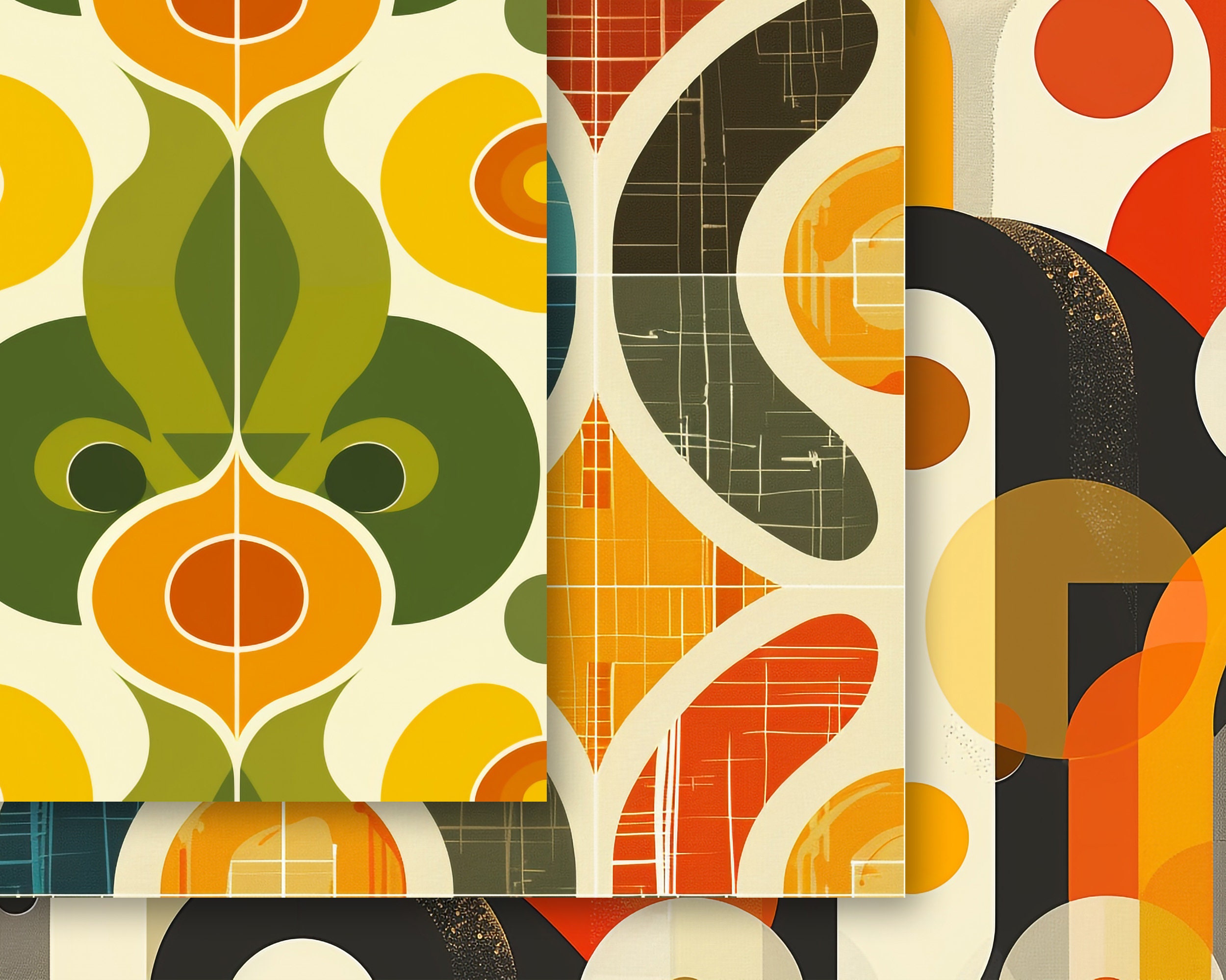 Retro Seamless Patterns, Printable Digital Paper, Commercial Use, JPEG ...