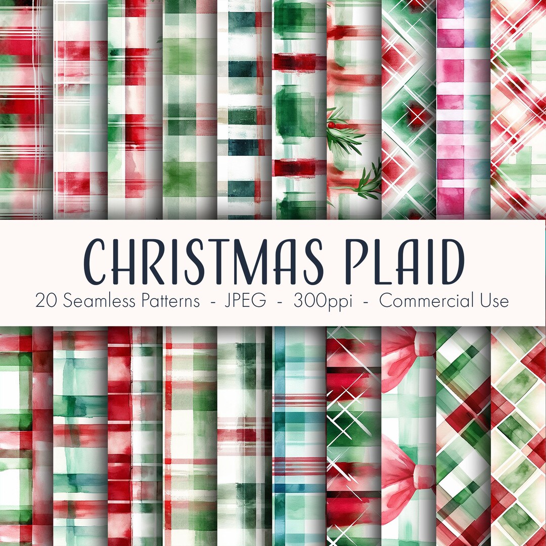 Christmas Plaid Seamless Patterns, Printable Digital Paper, Instant ...