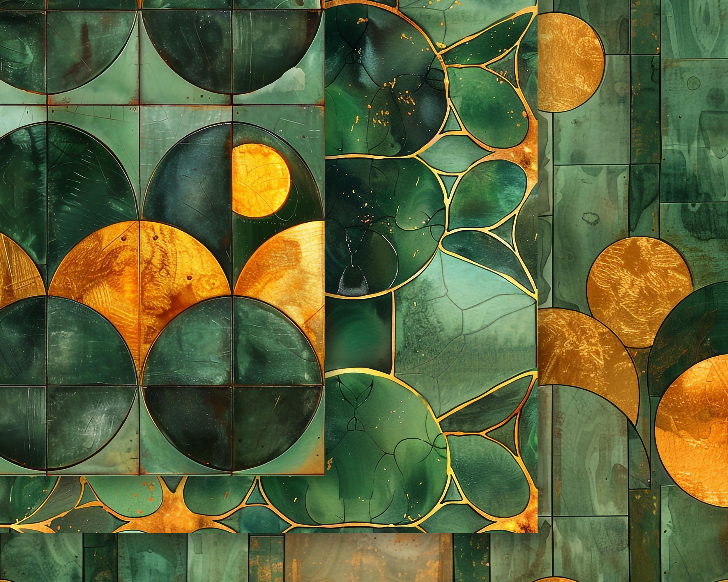 Green Geo Seamless Patterns, Printable Digital Paper, Commercial Use ...