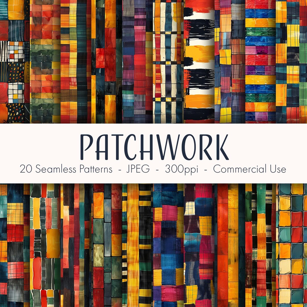 Patchwork Seamless Patterns, Printable Digital Paper, Commercial Use ...