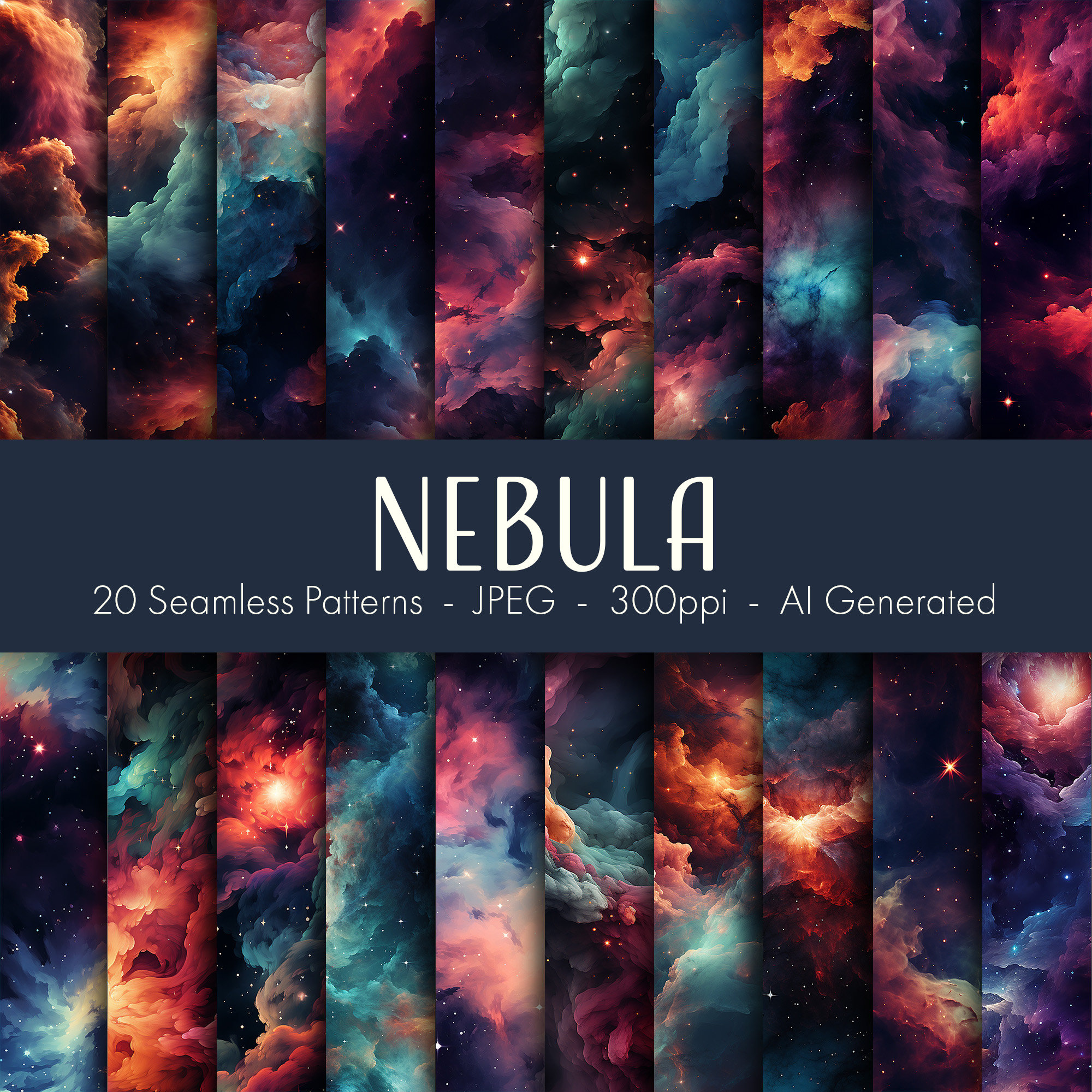 Nebula Seamless Patterns, Printable Digital Paper, Instant Download ...