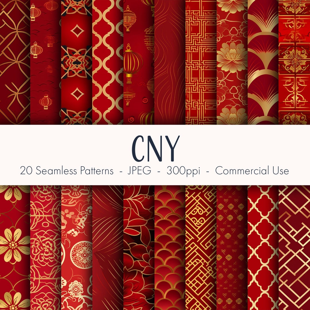 CNY Seamless Patterns, Printable Digital Paper, Commercial Use, JPEG ...