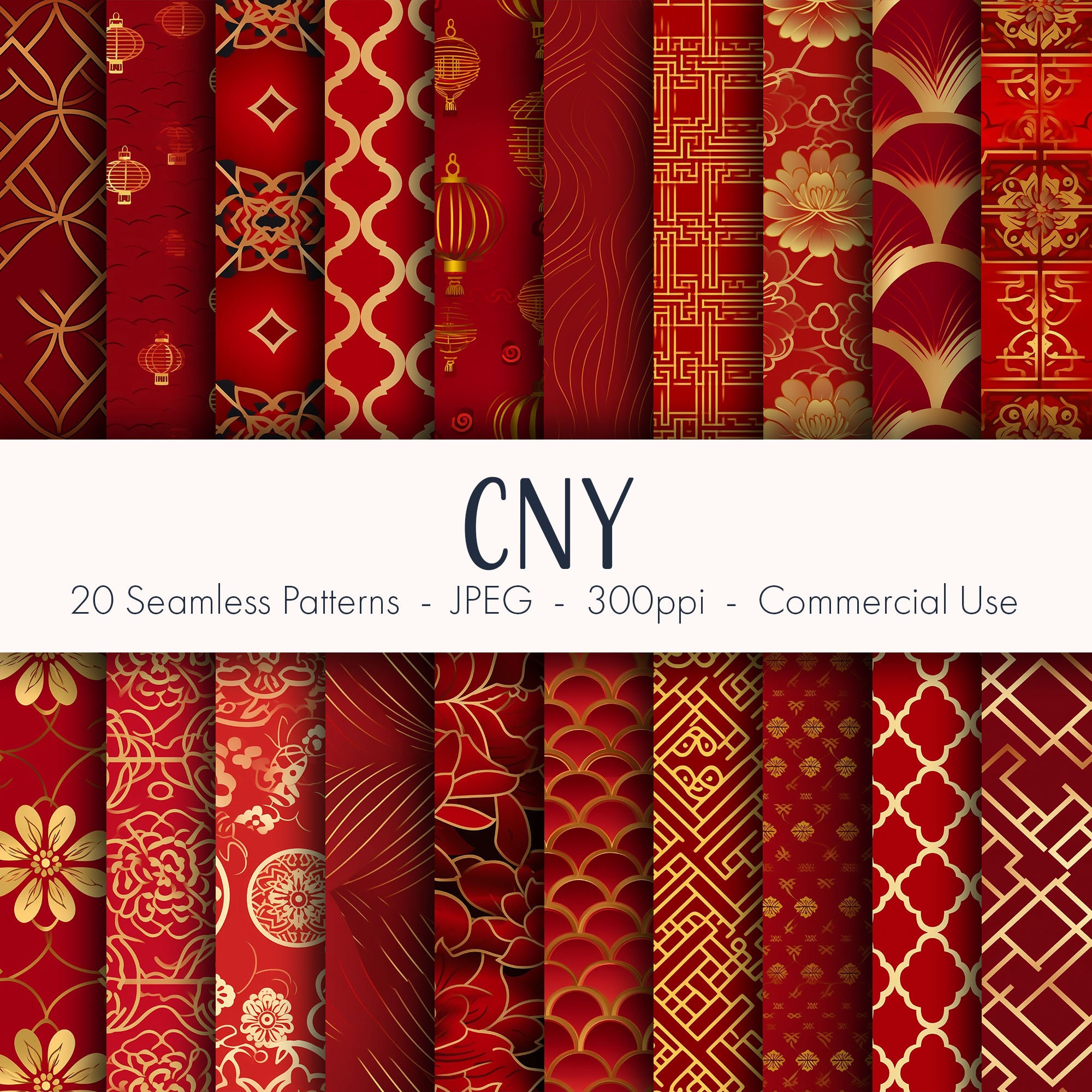 CNY Seamless Patterns, Printable Digital Paper, Commercial Use, JPEG ...