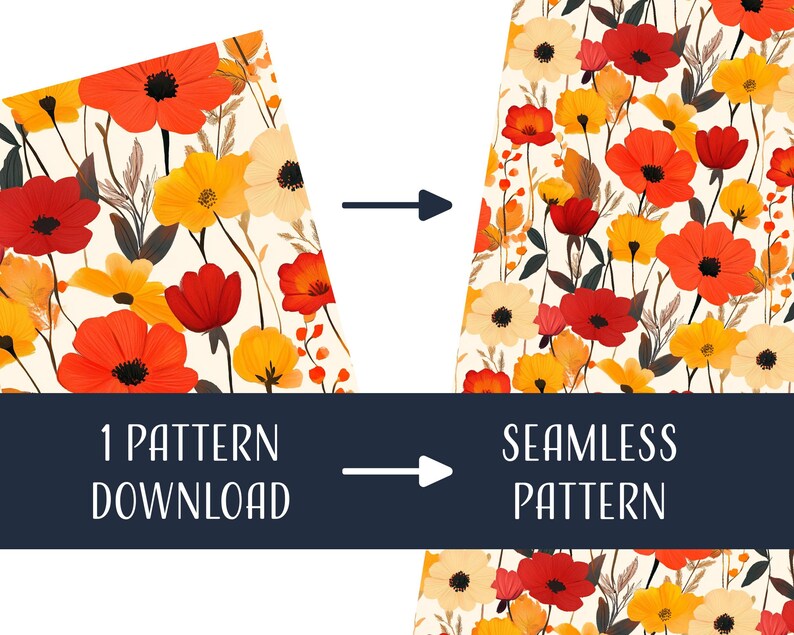 Fall Flowers Seamless Patterns, Printable Digital Paper, Commercial Use ...