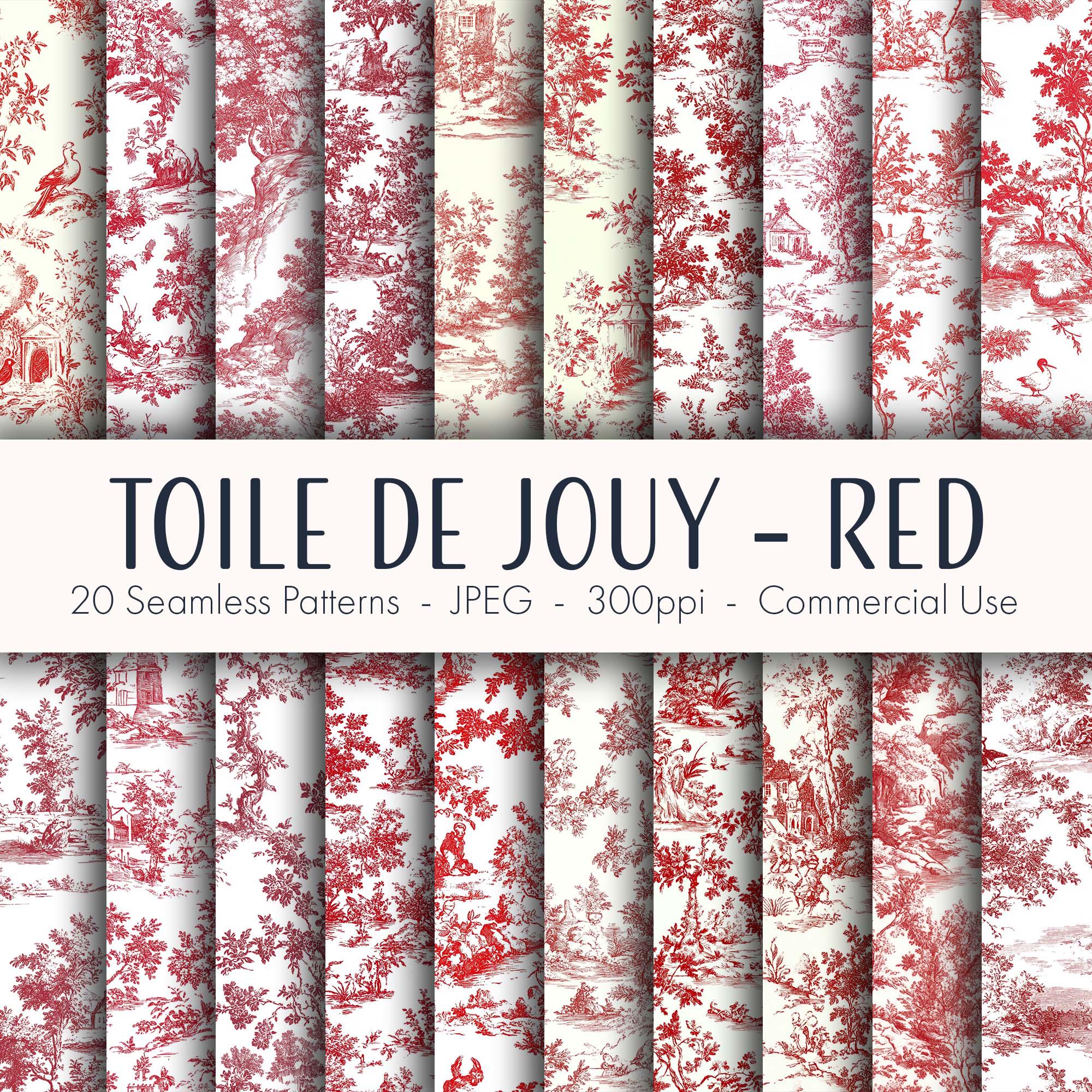 Toile De Jouy Red Seamless Patterns, Printable Digital Paper ...
