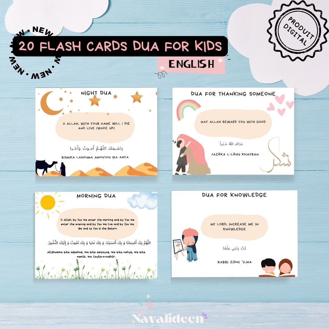 20 Dua Cards for Kid in English Dua Card for Kids Islamic Duaa Muslim ...